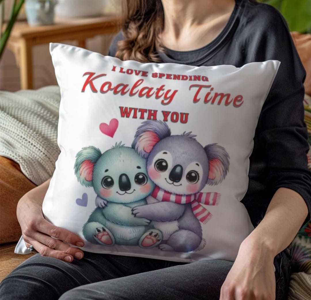 Koalaty Time Valentine Koala Square Pillow, Koala Pun Pillow, Koala ...