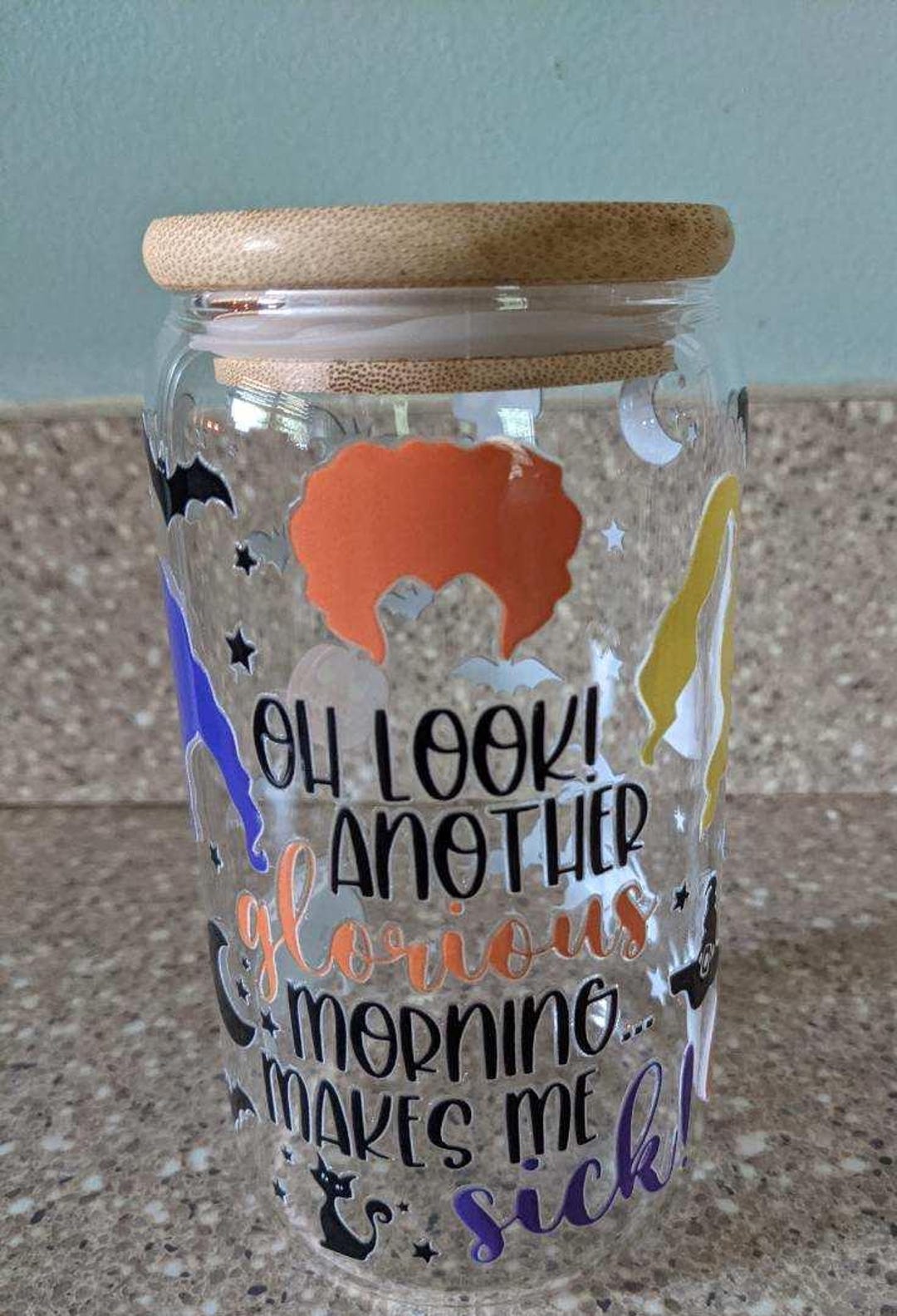 Hocus Pocus Glass Can, 16oz Iced Coffee Tumbler, Water Bottle, Disney ...