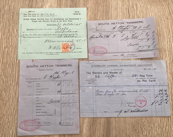 1930 S S.S Efos Vessel Invoices to Master of SS Efos Ship by the ...