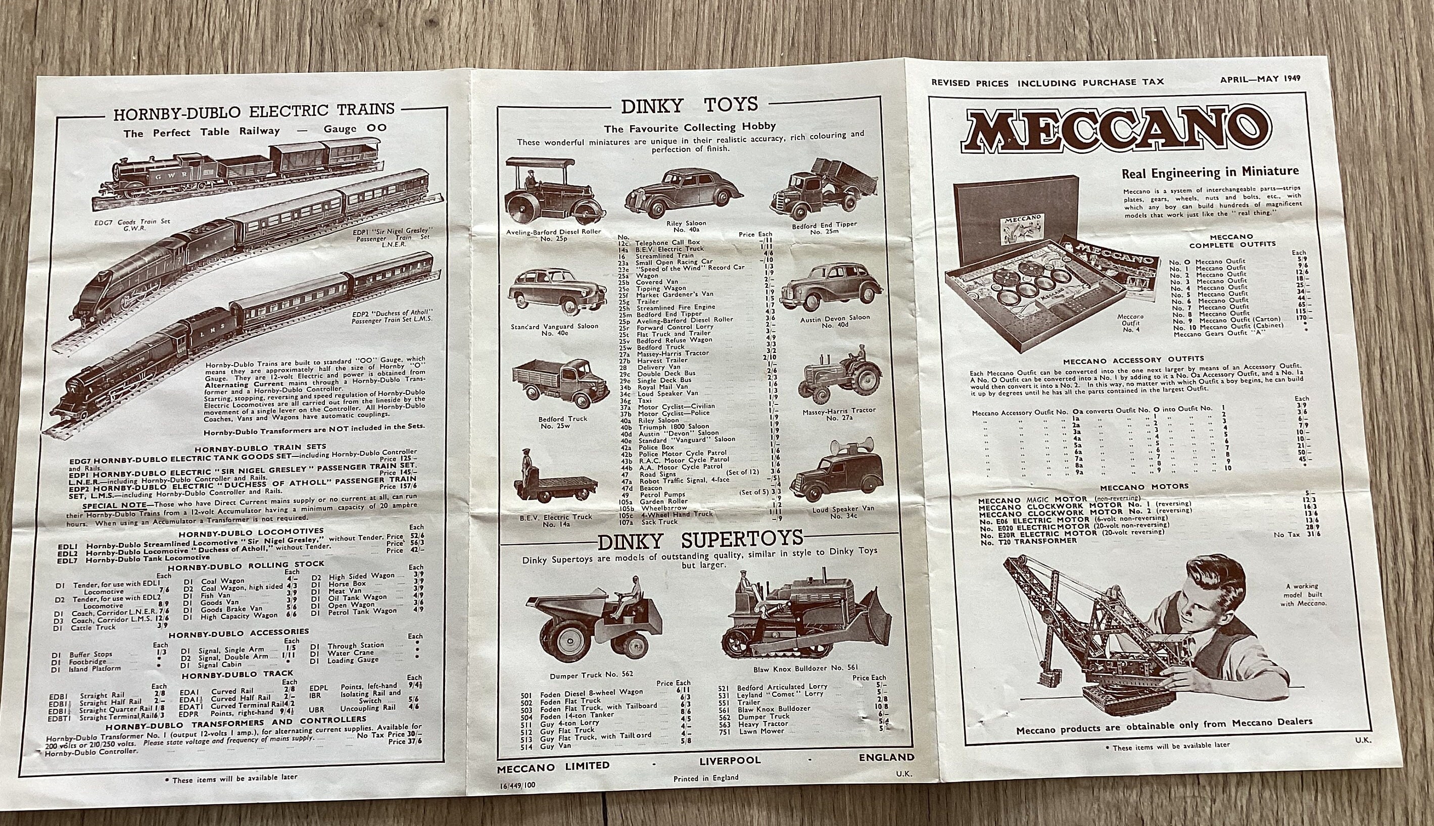 Meccano 2/3 Booklet and Meccano Price Guide April -may 1949 Leaflet ...
