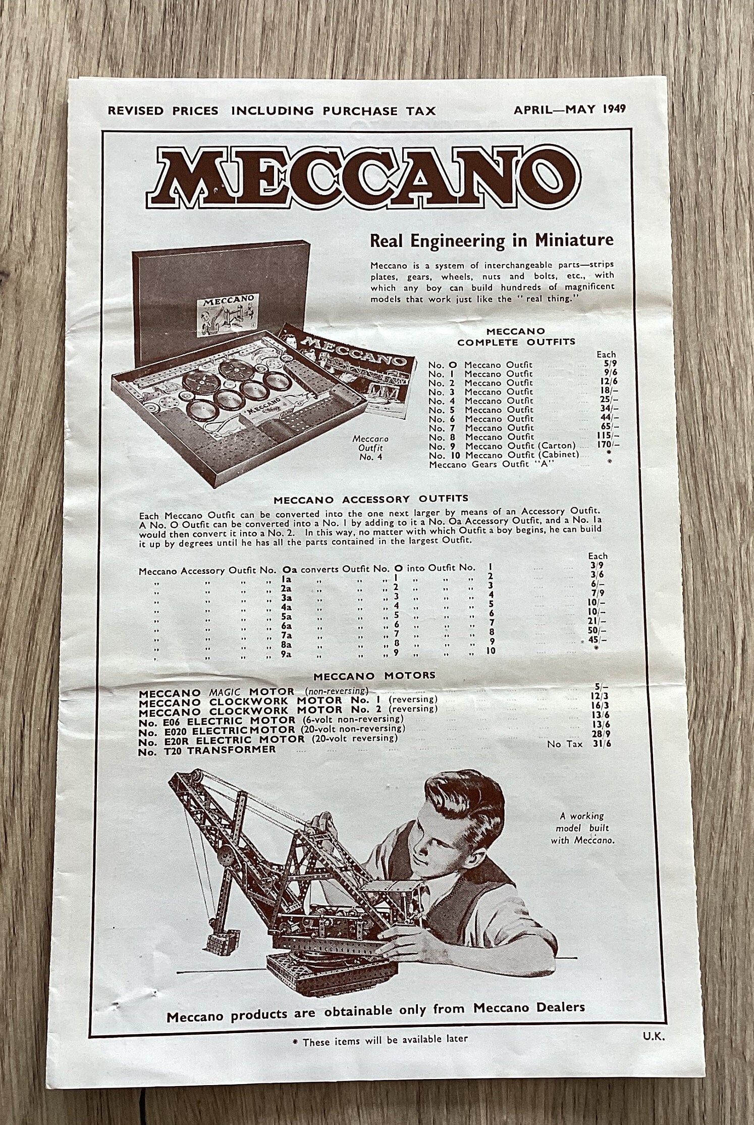 Meccano 2/3 Booklet and Meccano Price Guide April -may 1949 Leaflet ...