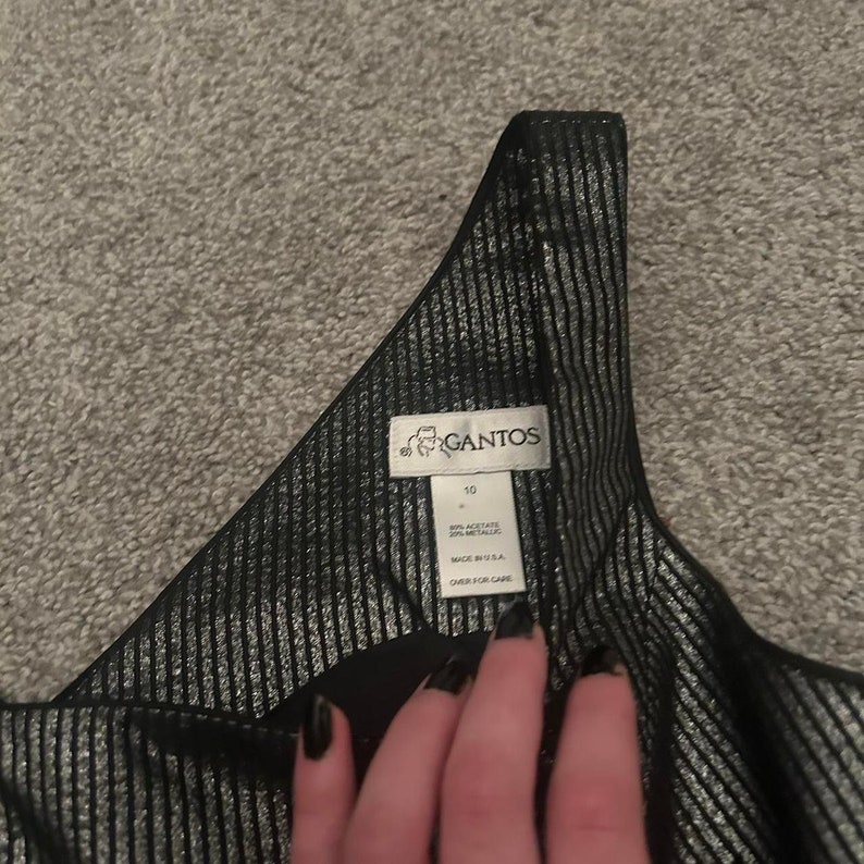 Vintage 1990s Gantos Gothic Black Metallic Sleeveless Top. Size Medium ...