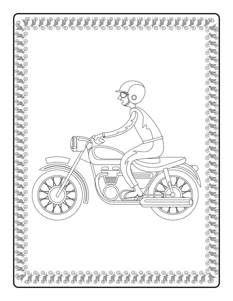 15 Printable Motorcycle Coloring Pages JPG PDF - Etsy