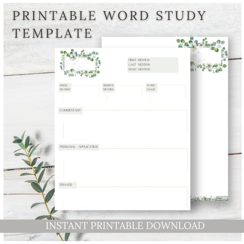 Word Study Template With FREE Bible Reading Tracker - Etsy