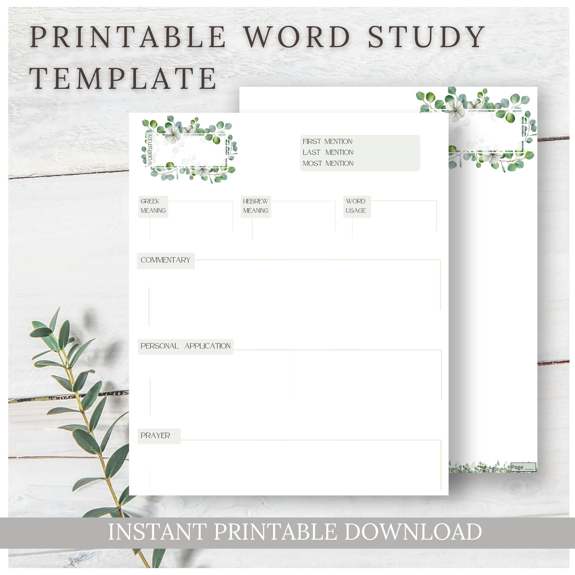 Word Study Template With FREE Bible Reading Tracker - Etsy
