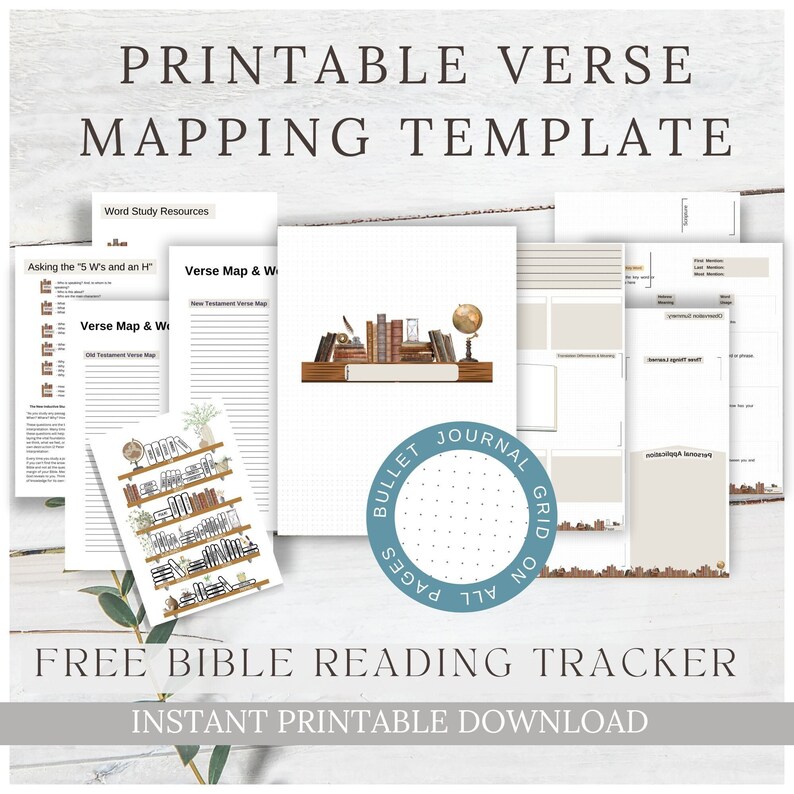 Printable Verse Mapping Template BULLET JOURNAL GRID on All Pages With ...