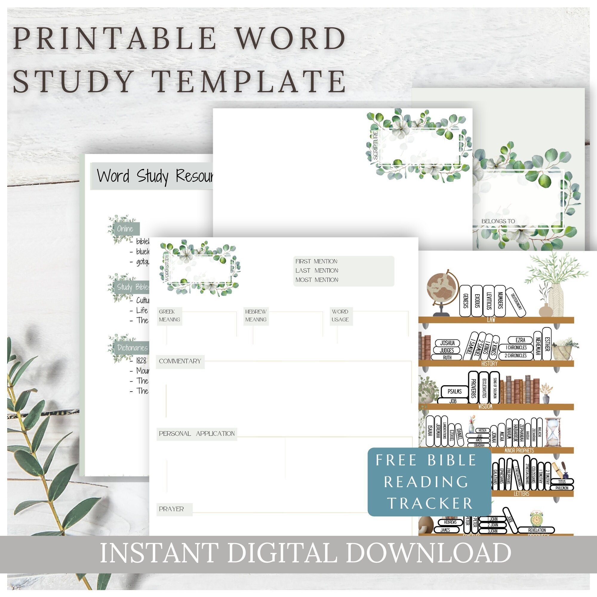 Word Study Template With FREE Bible Reading Tracker - Etsy