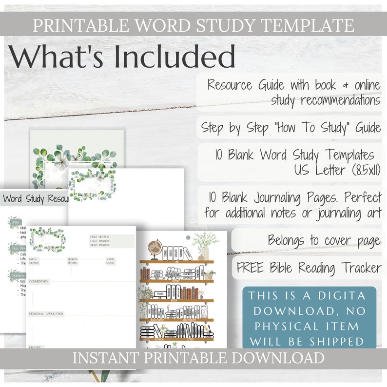 Word Study Template With FREE Bible Reading Tracker - Etsy