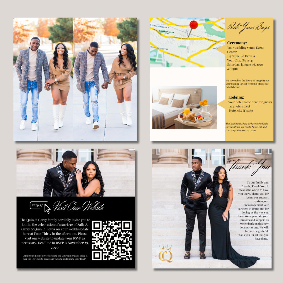 Wedding Invitation Booklet Editable Customizable Canva Template - Etsy