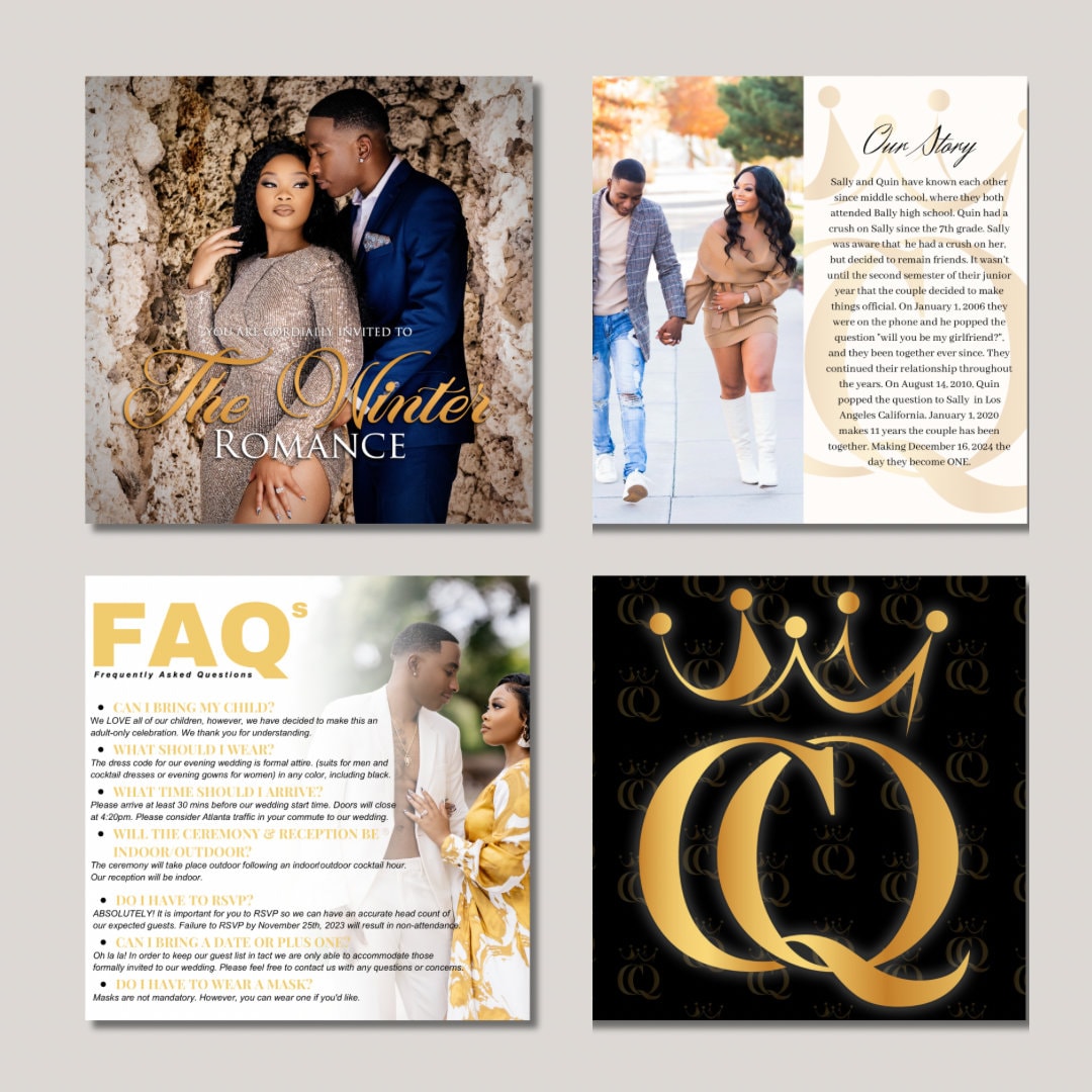 Wedding Invitation Booklet Editable Customizable Canva Template - Etsy