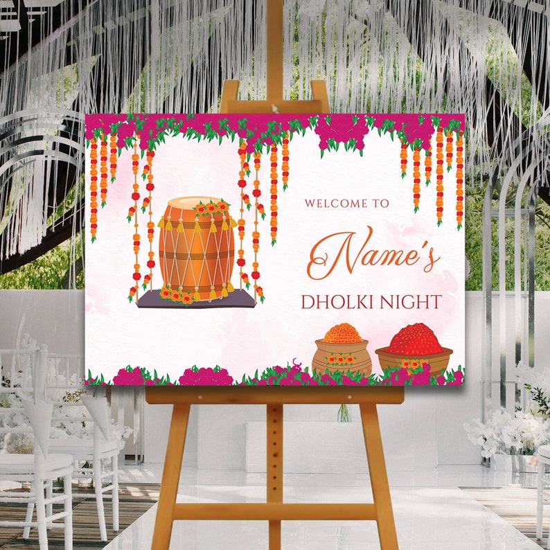 Dholki Welcome Sign, A1, A2, A3 or A4, Pakistani Wedding, Dholak Night ...