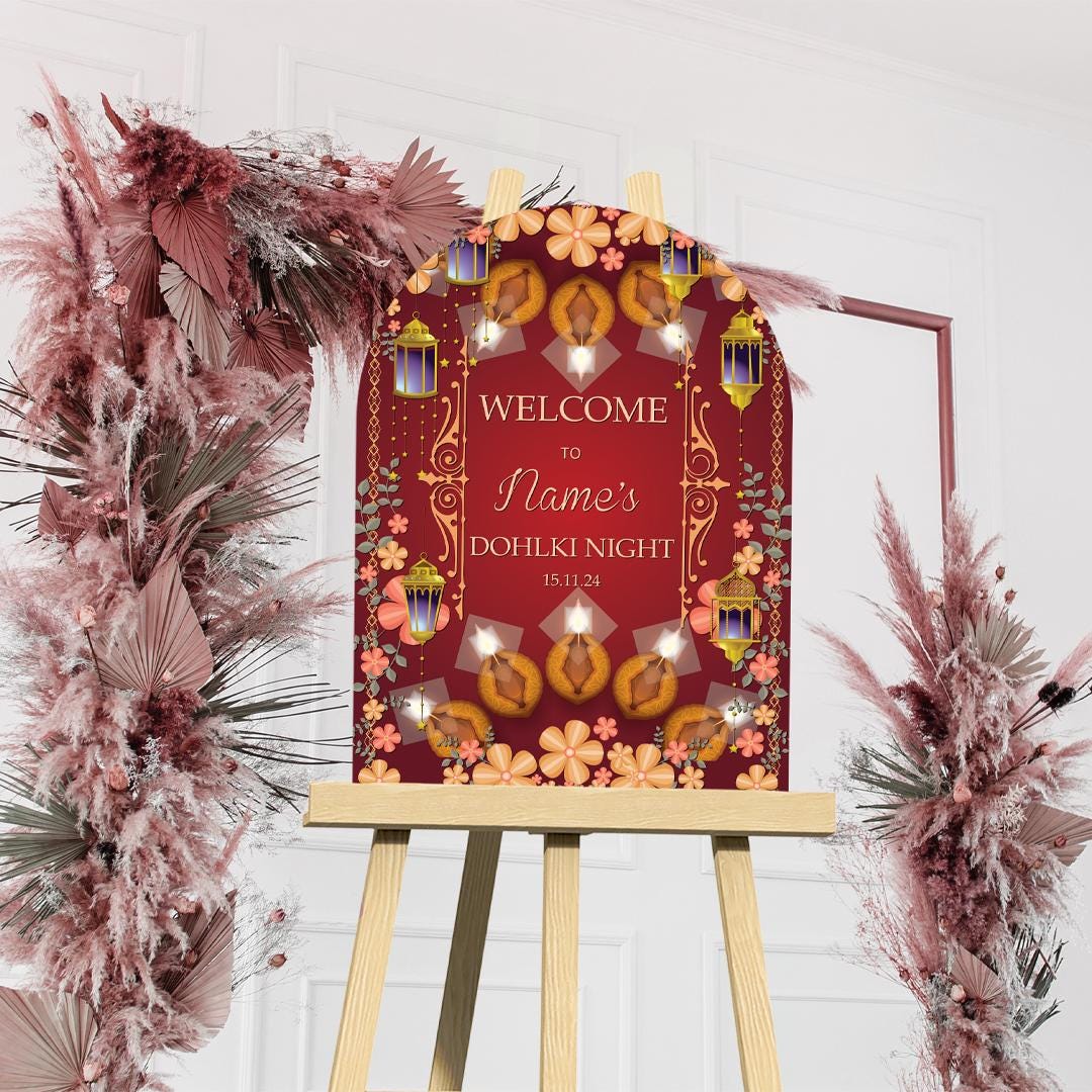 Dholki Arch Welcome Sign, A1, A2, A3 or A4, Pakistani Wedding, Muslim ...