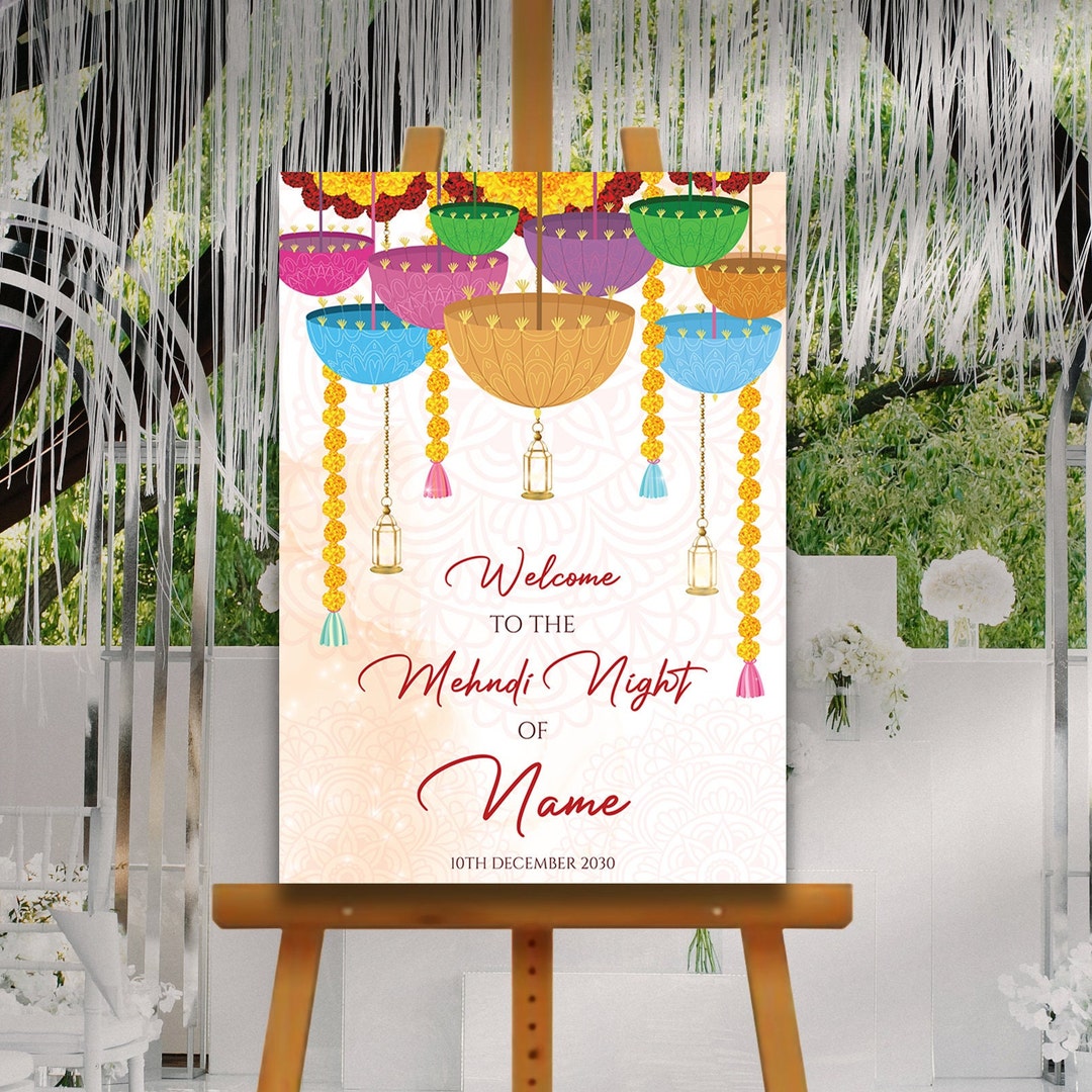 Mehndi Welcome Signs, Mehendi Signs, Umbrella Desi Decor, Mehndi Sign ...