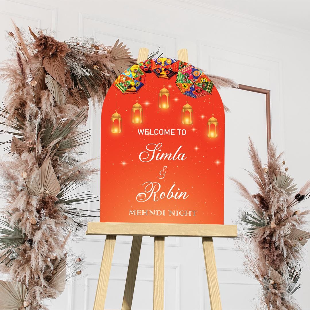 Mehndi Arch Welcome Signs, Mehendi Signs, Umbrella Desi Decor, Mehndi ...