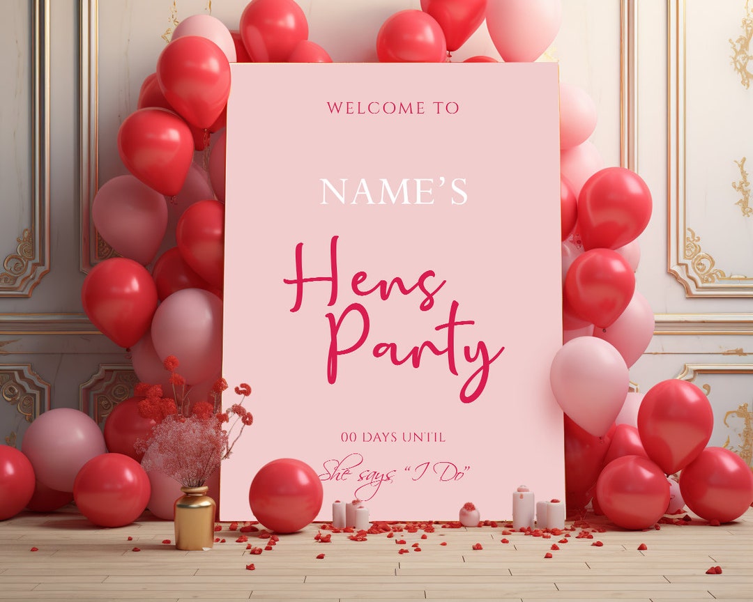 BLUSH PINK Hen Party Welcome Sign, A1, A2, A3 or A4, Bridal Shower ...