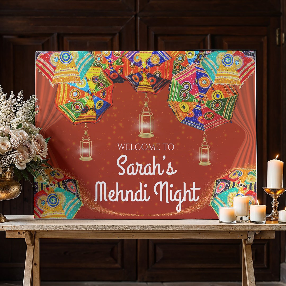 Mehndi Welcome Signs, Mehendi Signs, Umbrella Desi Decor, Mehndi Sign ...