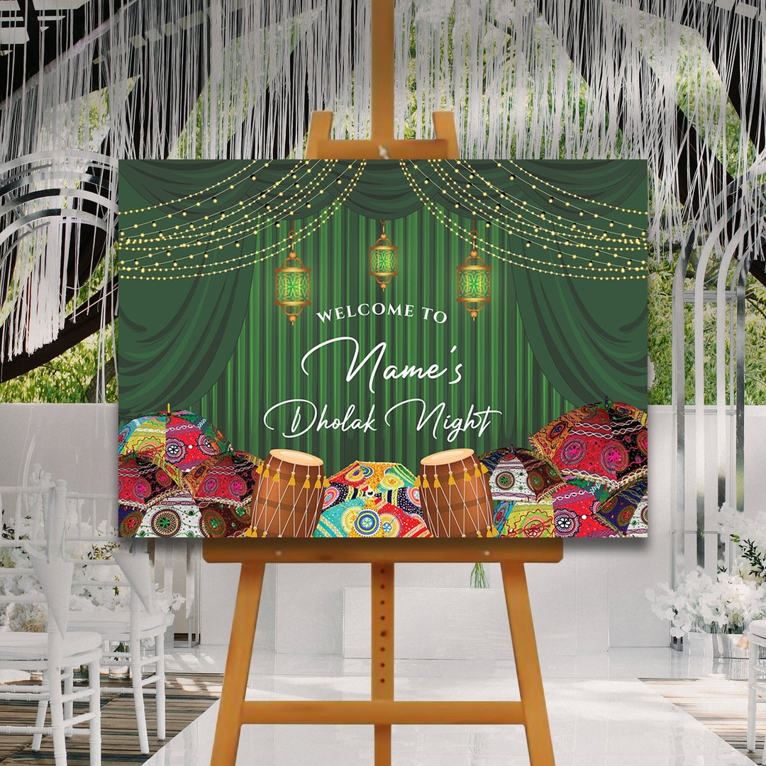 Dholki Welcome Sign, A1, A2, A3 or A4, Pakistani Wedding, Dholak Night ...