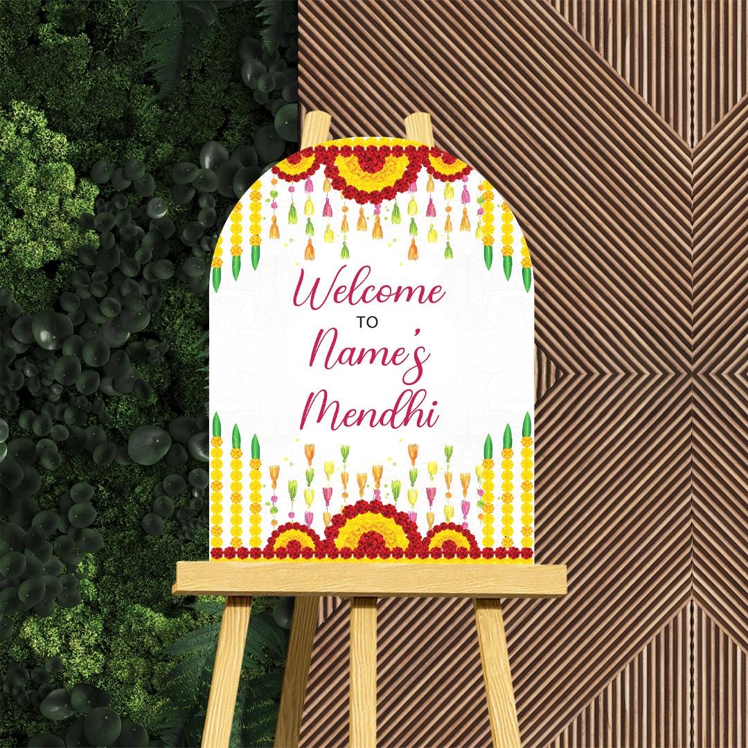 Mehndi Arch Welcome Signs, Mehendi Signs, Umbrella Desi Decor, Mehndi ...
