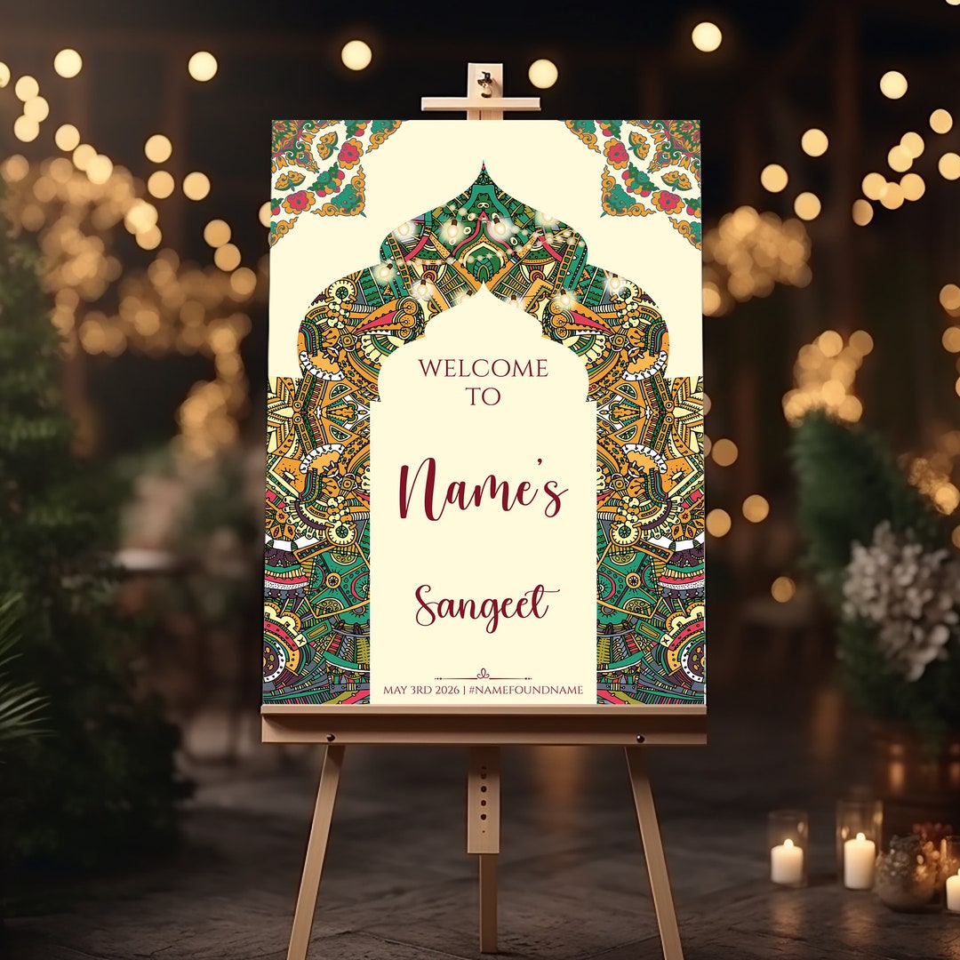 SANGEET Welcome Sign, Sangeet Night Sign, Wedding Sign, A1, A2, A3 or ...