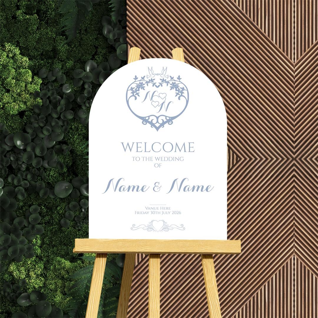 BLUE MONOGRAM Arch Welcome Sign, Printed Sign A1 A2 A3 A4, Welcome Sign ...