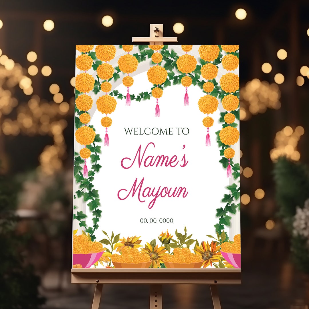 MAIYAN Welcome Signs, Mayoun Signs, Umbrella Desi Decor, Mehndi Sign ...