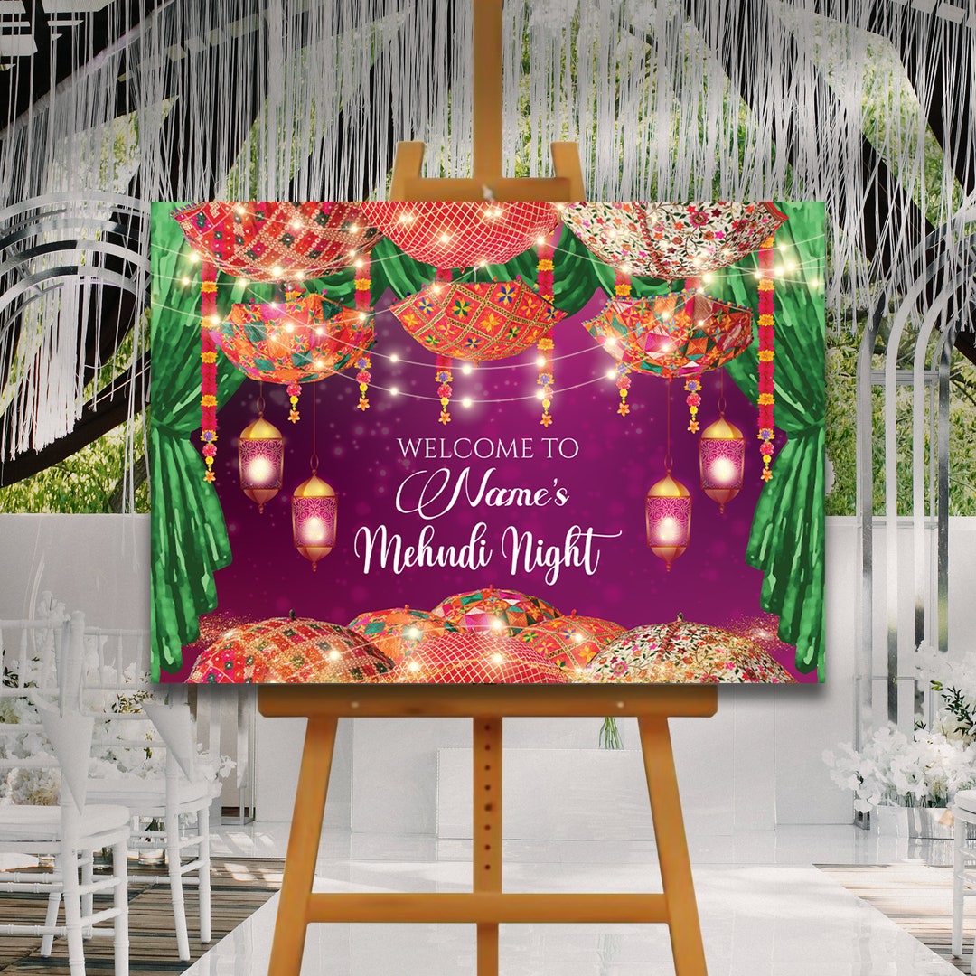 Mehndi Welcome Signs, Mehendi Signs, Umbrella Desi Decor, Mehndi Sign ...