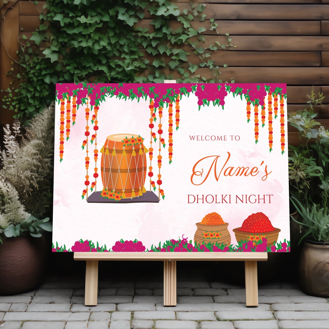 Dholki Welcome Sign, A1, A2, A3 or A4, Pakistani Wedding, Dholak Night ...