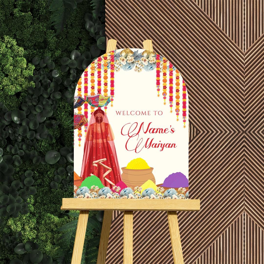 MAIYAN Arch Welcome Signs, Mayoun Signs, Umbrella Desi Decor, Mehndi ...