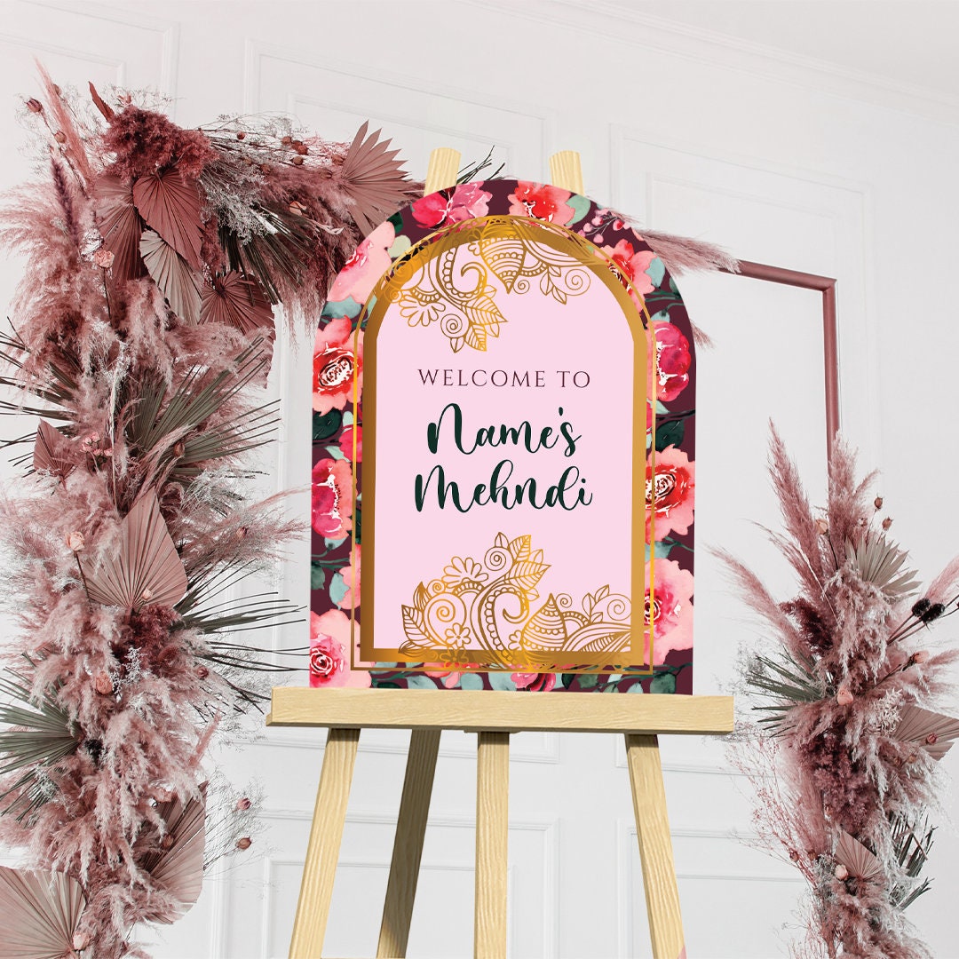 Mehndi Arch Welcome Signs, Mehendi Signs, Umbrella Desi Decor, Mehndi ...