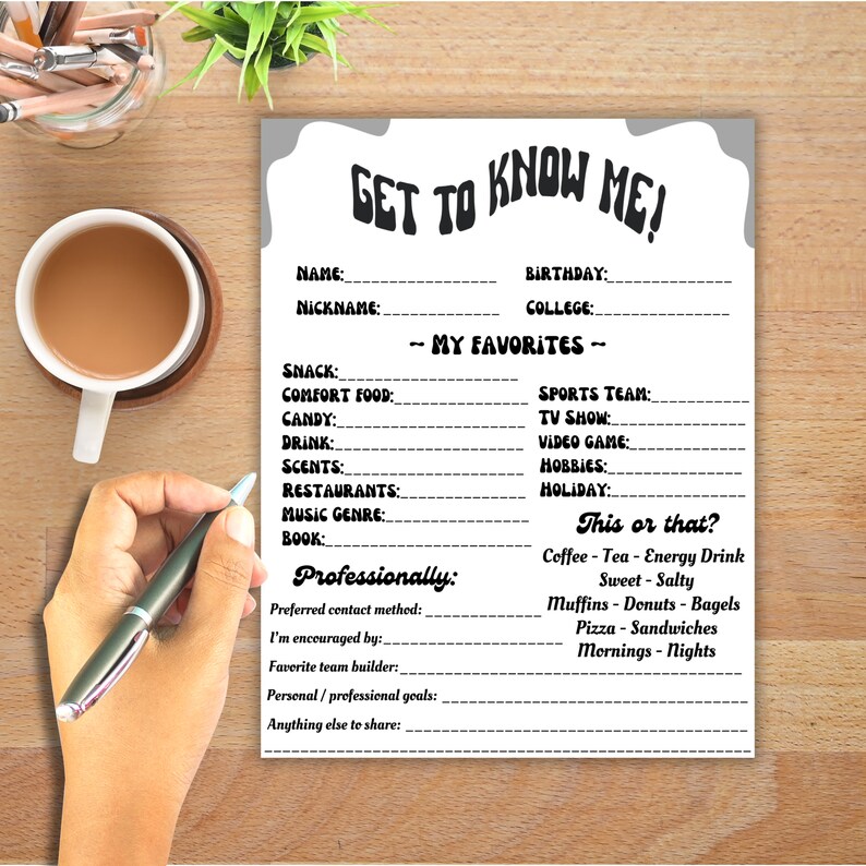Onboarding Employee Questionnaire All About Me Printable, Getting to ...