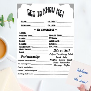 Onboarding Employee Questionnaire All About Me Printable, Getting to ...