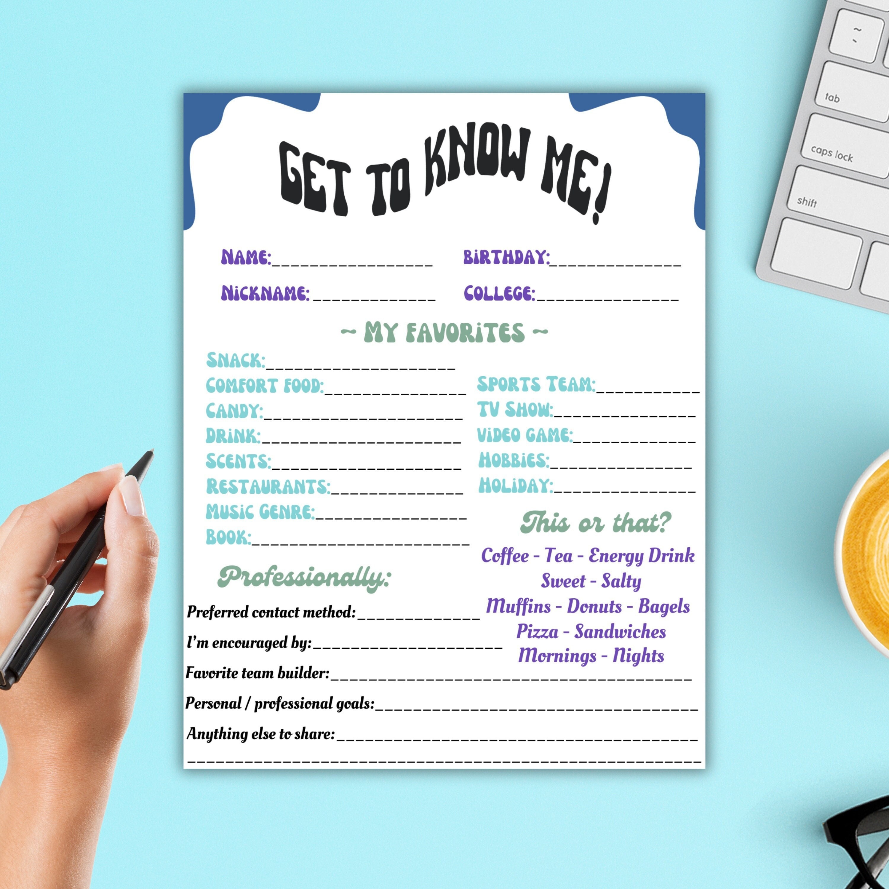 Onboarding Employee Questionnaire All About Me Printable, Getting to ...