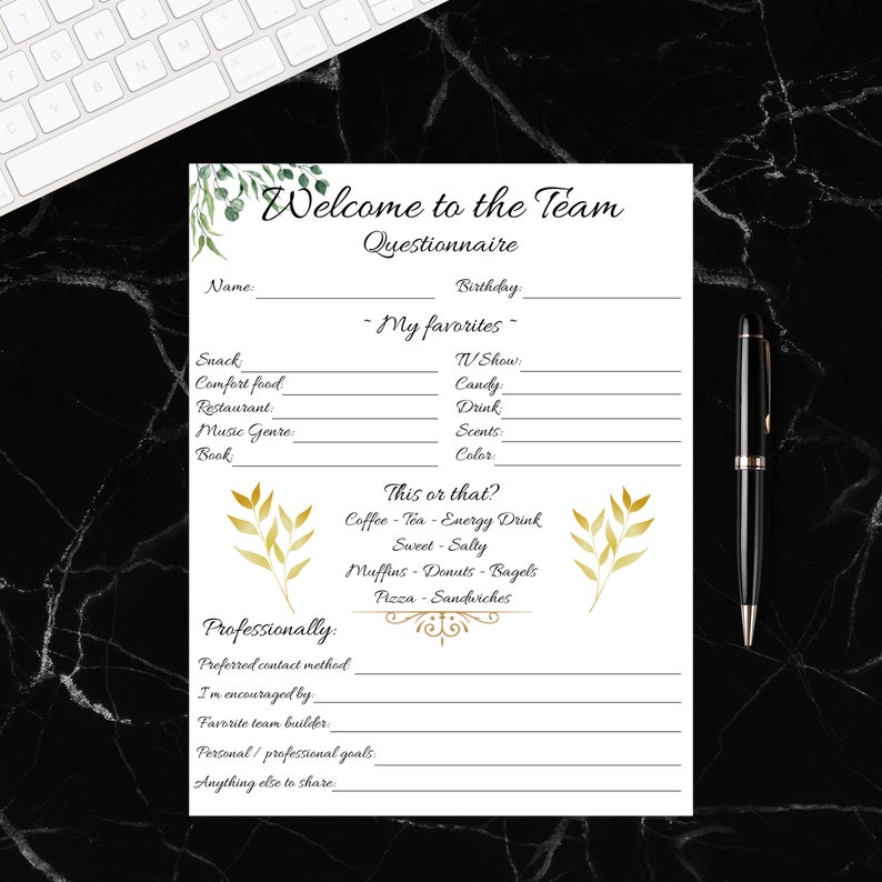 Employee Onboarding Questionnaire Getting to Know You Printable, All ...
