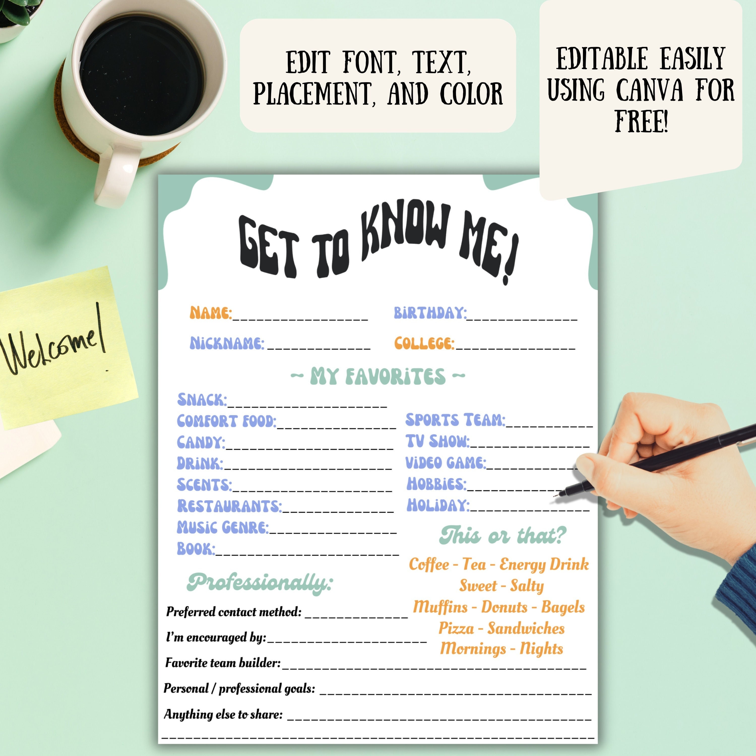 Onboarding Employee Questionnaire All About Me Printable, Getting to ...