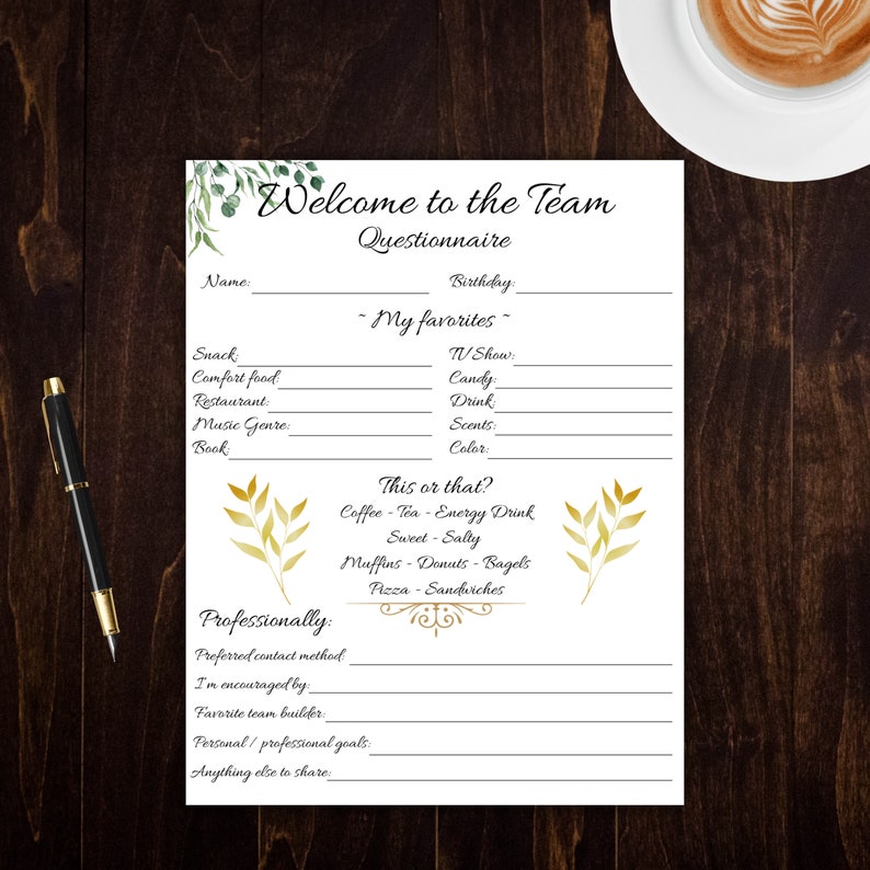 Employee Onboarding Questionnaire Getting to Know You Printable, All ...