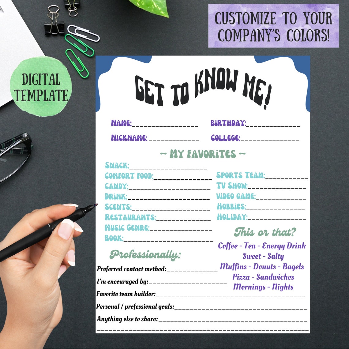 Onboarding Employee Questionnaire All About Me Printable, Getting to ...