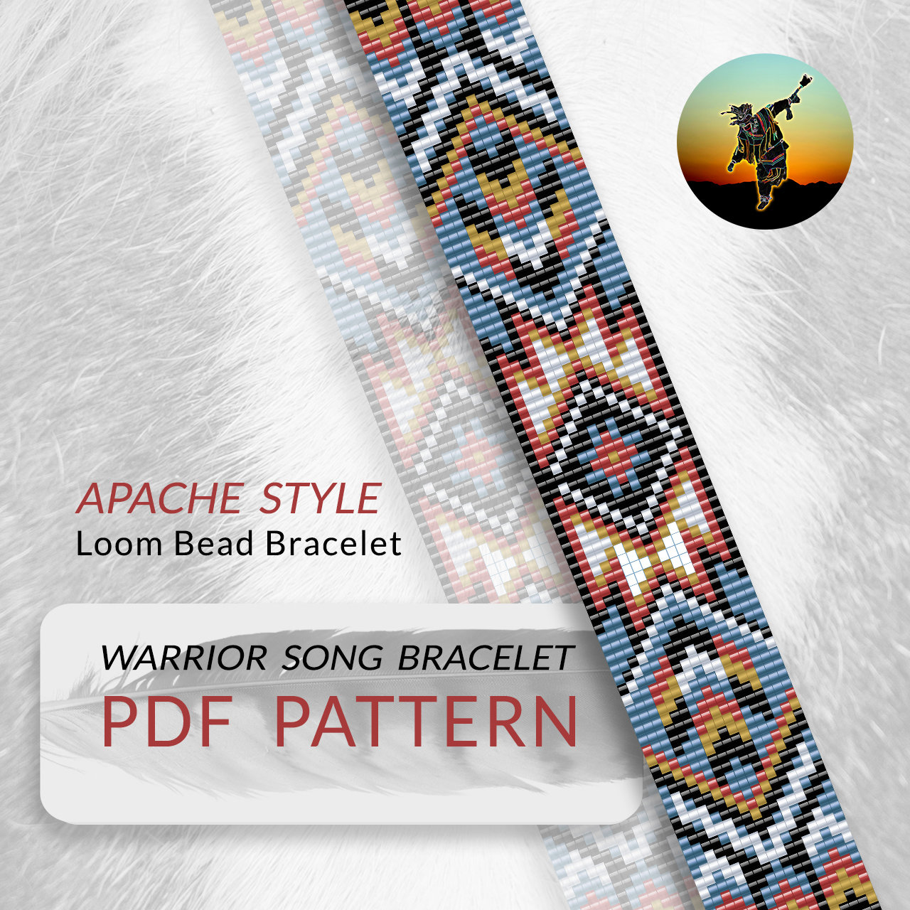 Warrior Song Loom Bead Pattern for Bracelets Blue, Apache Style ...