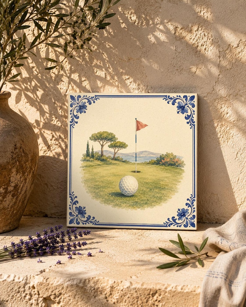 Delft Golf Tile 15x15 Cm – Mediterranean Wall Decoration – Ceramic Tile ...