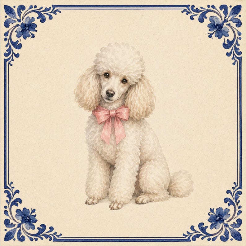 Delft Tile Poodle 15x15 Cm – Dog Wall Decoration – Ceramic Tile Wall ...