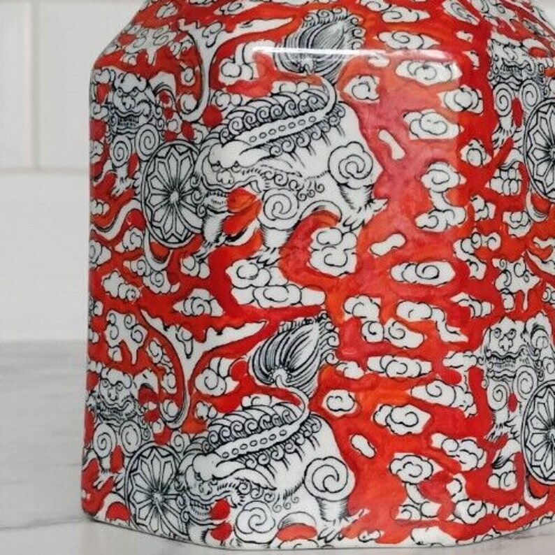 Antique Victorian Masons Jug Extra Large Foo Dog Red Chinoiserie Rare ...