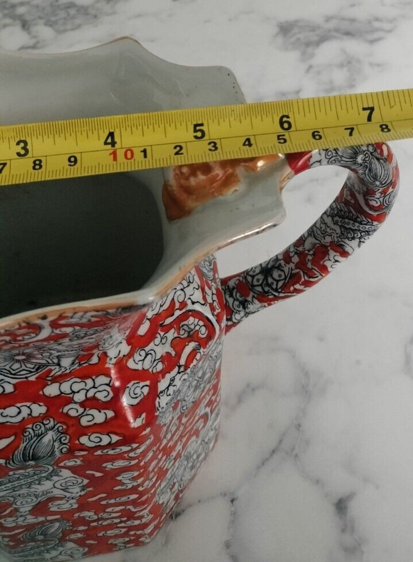 Antique Victorian Masons Jug Extra Large Foo Dog Red Chinoiserie Rare ...
