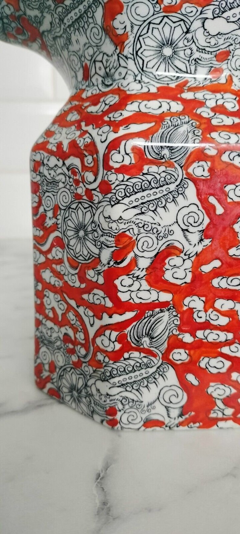 Antique Victorian Masons Jug Extra Large Foo Dog Red Chinoiserie Rare ...