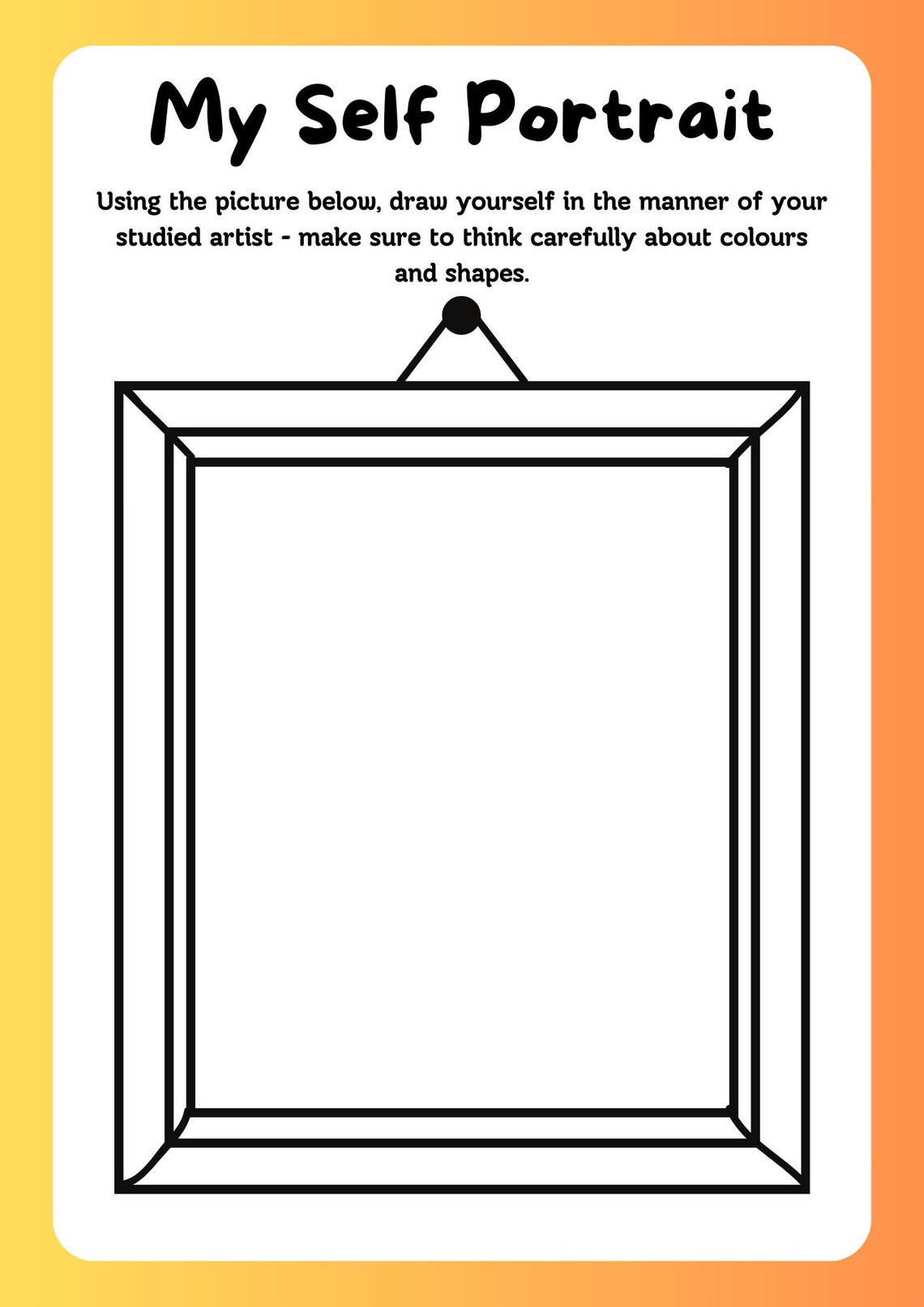 Self Portrait Template - Etsy