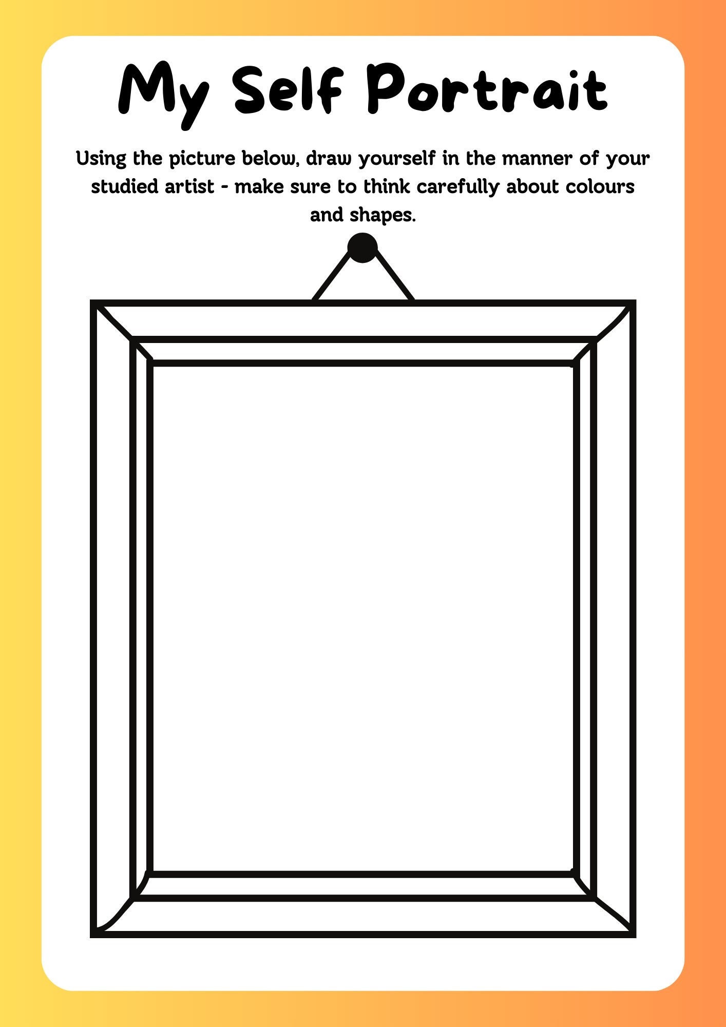 Self Portrait Template - Etsy
