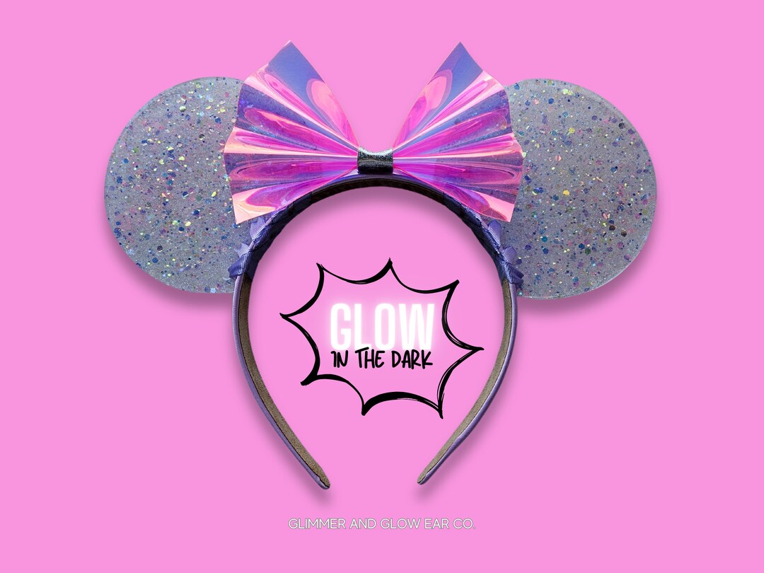 Sparkly Mickey Ears | Glowing Glitter Ears | Glow in the Dark | Mouse ...
