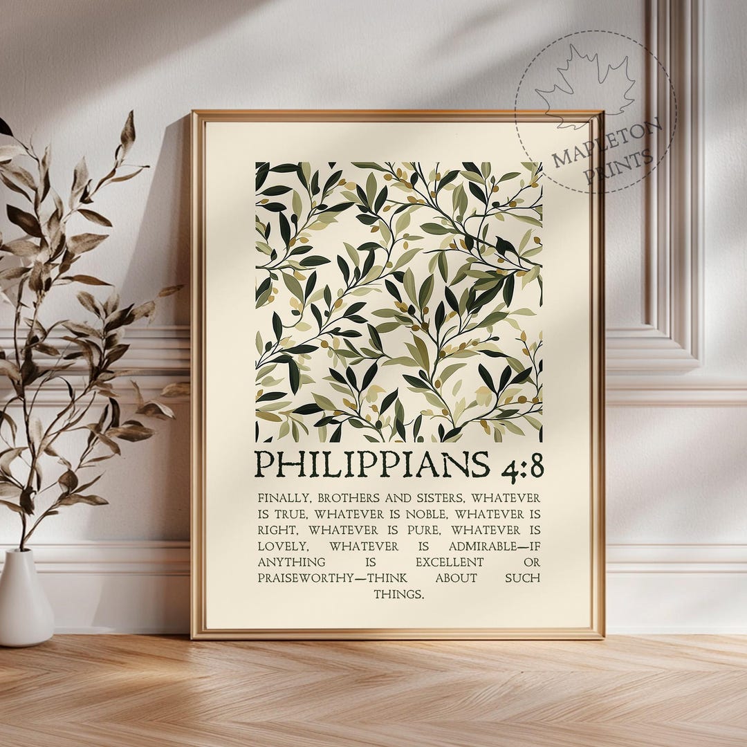 Christian Wall Art | Philippians 4:8 Bible Verse Wall Print | Printable ...