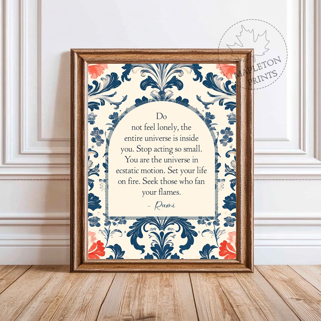 Do Not Feel Lonely Print, Rumi Inspirational Quote Printable ...