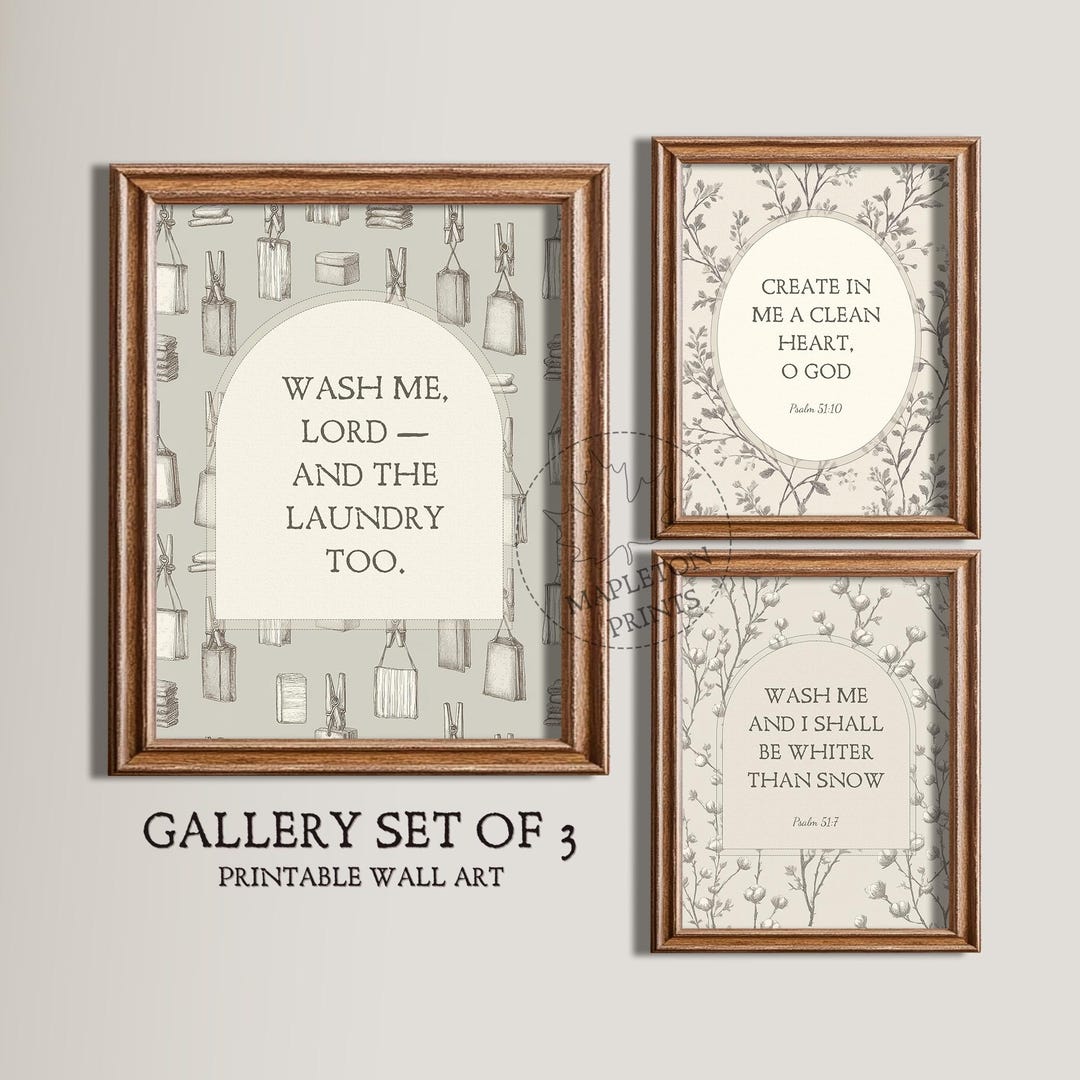 Laundry Room Scripture Wall Art, Printable Christian Gallery Wall Set ...
