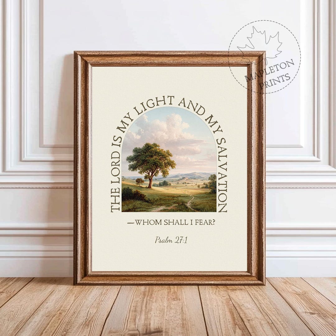 Printable Neutral Landscape Bible Verse Wall Art Psalm 27 1 Print ...