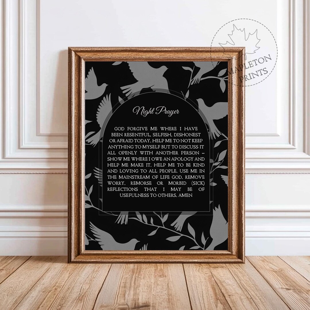 AA Night Prayer Printable Alcoholics Anonymous Print, Recovery and ...